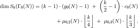 Dimension Formulas — Modular Forms, A Computational Approach v0.1 documentation